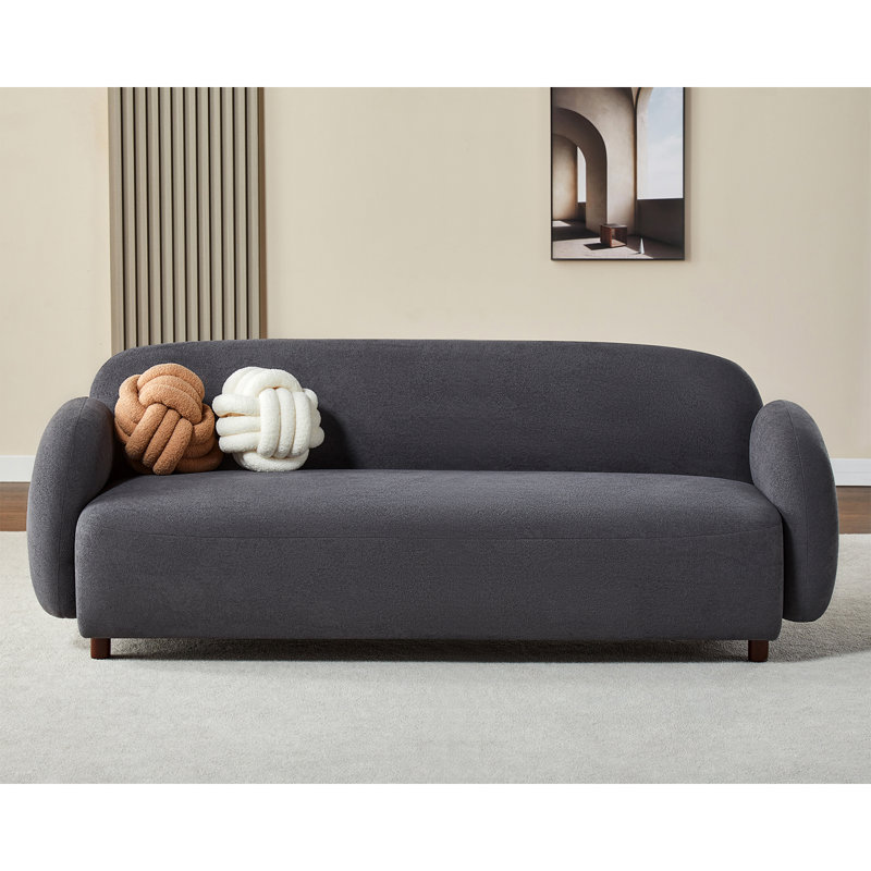 Ebern Designs 73-inch Curved Boucle 3-seater Sofa With Deep Seating And Plush Armrests | Wayfair